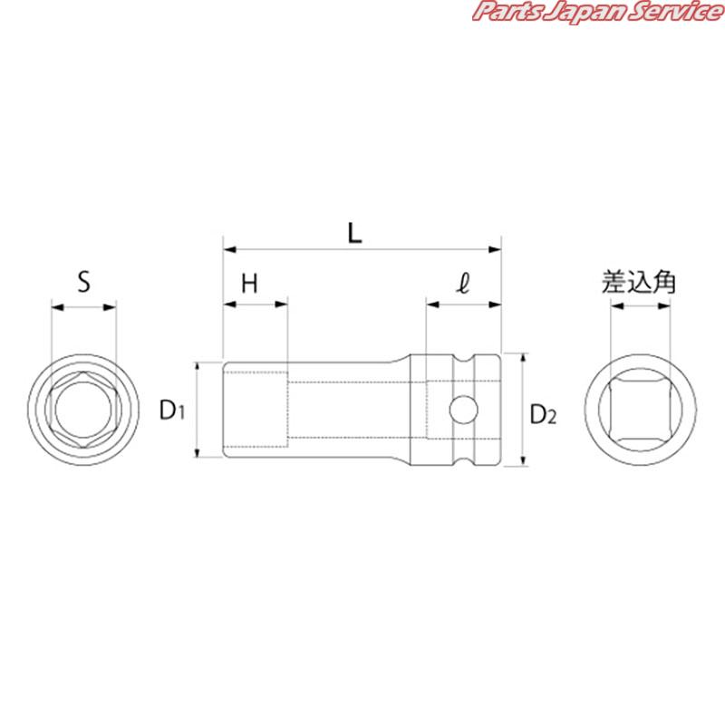 3/4インパクトディープソケット24mm PT-624L : ymt-75910 : パーツジャパンサービス Yahoo!店 - 通販 - Yahoo!ショッピング