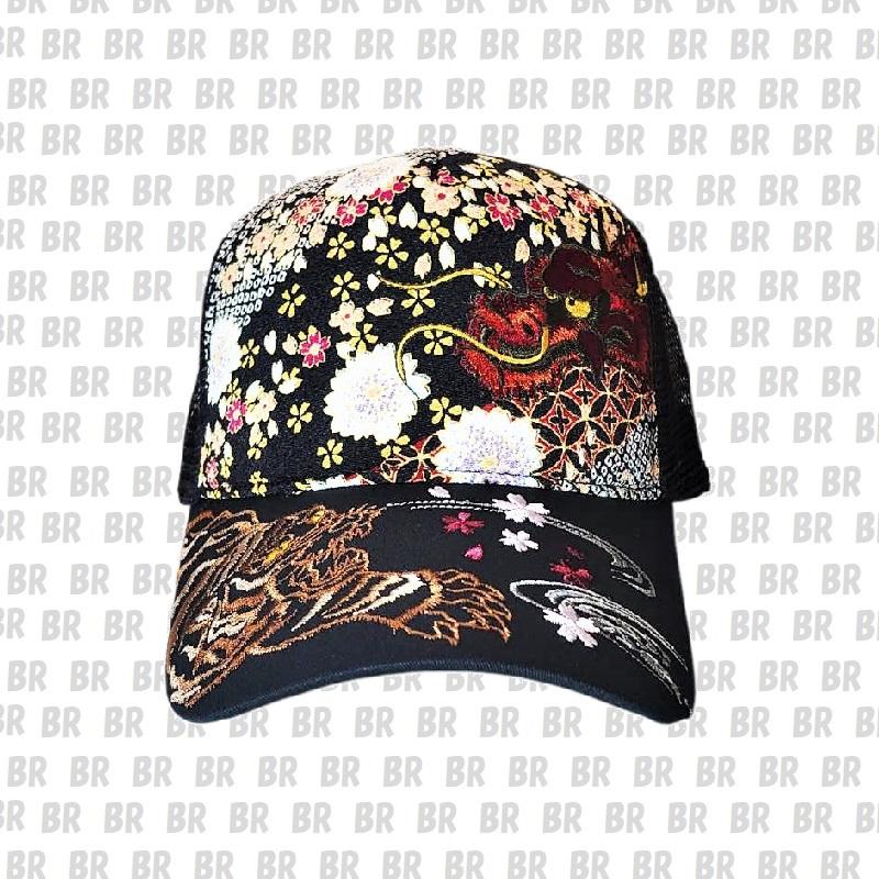 【Ripple】 刺繍メッシュキャップ 龍虎A 黒(H26-SM01）or 白(H26-SM02） / 和柄 龍 ドラゴン dragon 虎 タイガー tiger : cp-h26sm0102 ...