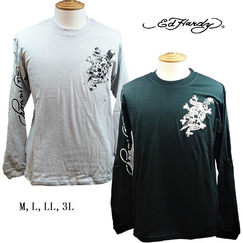 Ed Hardy 【Ed Hardy】（エドハーディー） ロンT ブラック・杢グレー M・L・LL・3L Tシャツ 長袖 [DEATH OR GLORY] : BillyRockヤフー店 ...