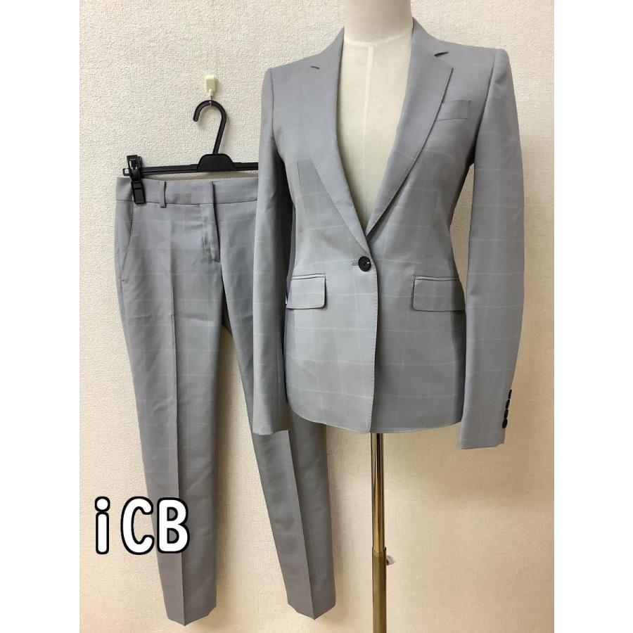 ICB アイシービー (iCB) タグ付き パンツスーツ グレー格子柄 新品同様 サイズ上下とも00 : ゴーゴーリサイクル - 通販 - Yahoo!ショッピング