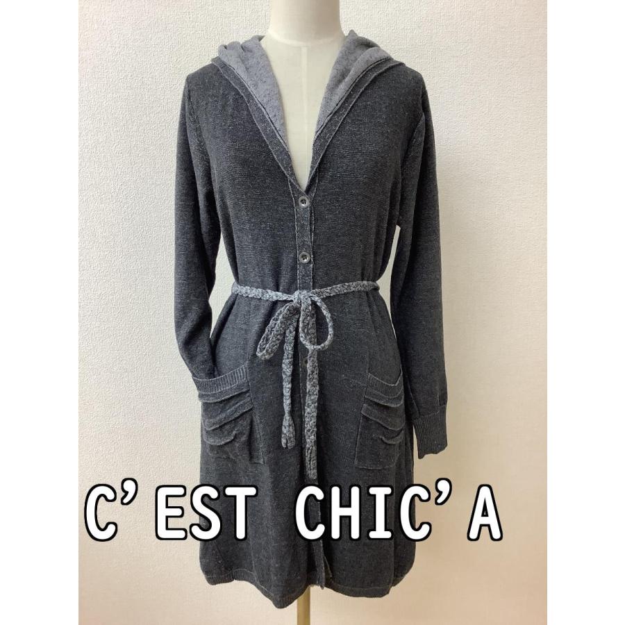 C'EST CHIC'A BLUE セシカブルー 綿ニットカーディガン ロング丈 サイズ42 : ゴーゴーリサイクル - 通販 - Yahoo!ショッピング