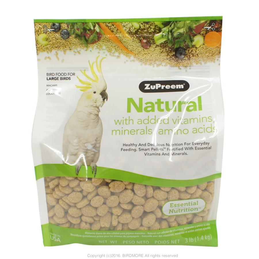 ZuPreem ズプリーム ナチュラル ラージ パロット用 1360g 9990031 BIRDMORE 鳥 インコ オウム エサ ご飯 ...