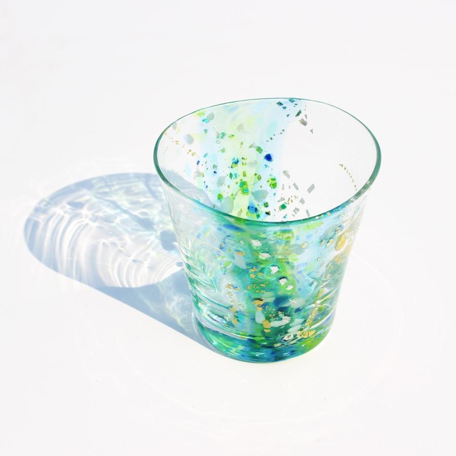 glass calico グラスキャリコ ハンドメイド ガラス酒器 NISHIKI（ニシキ） ウイスキー 焼酎 ロックグラス 緑 おしゃれ ...