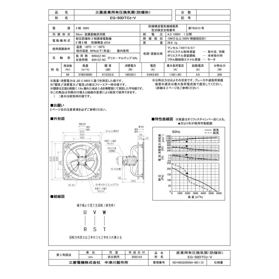 【EG-50DTC2-V】 三菱電機 有圧換気扇 防爆形三相 яэ∀ : アールホームマート Yahoo!店 - 通販 - Yahoo!ショッピング
