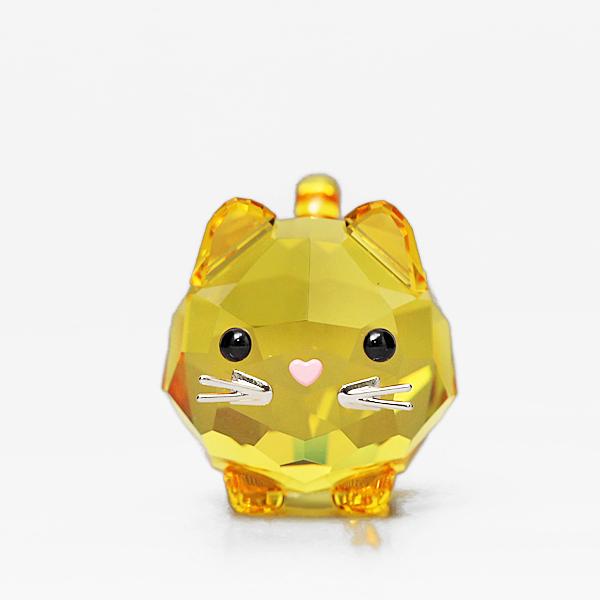 スワロフスキー SWAROVSKI フィギュリン Chubby Cats イエローキャット 黄色い猫 ネコ クリスタル フィギュア オブジェ ...