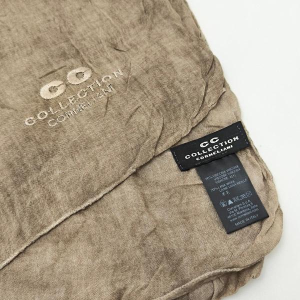 CORNELIANI コルネリアーニ CC ストール ワッシャー加工 ビスコース混ウール ダークベージュ基調〔CP515〕 定形外郵便物送料 ...