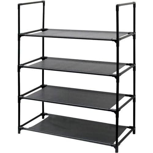 トレードワン ラック 4段 約H71.8×W57×D28cm オープンシェルフ 棚 高さ調整可能 スチール 軽量 組み立て簡単 シンプル 耐荷重4kg ブラック 10516 : ブラックバード ...