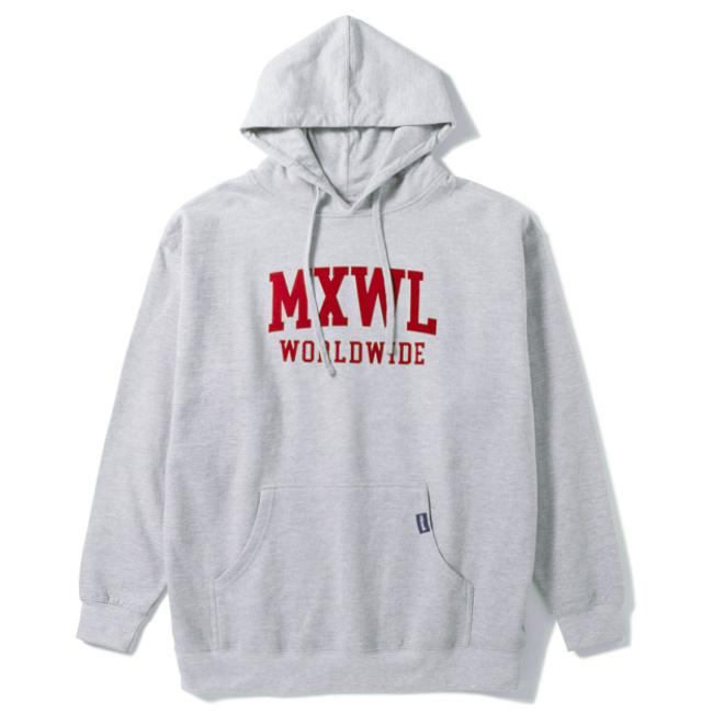 MIXWELL WORLDWIDE IVY HOODIE（GRAY） ミックスウェル MXWL フロッキープリント フーディ スウェットパーカ ...