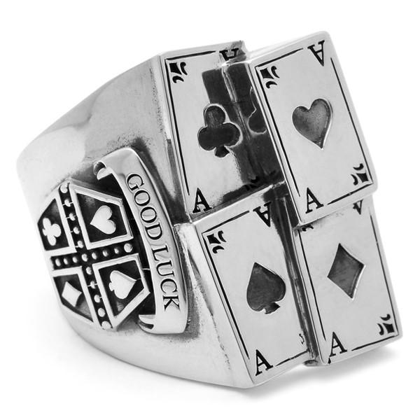 Ark silver accessories / アークシルバーアクセサリーズ 4カードリング : BLACK BARTS ブラックバーツ ...