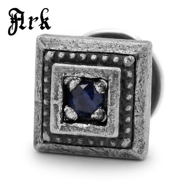 Ark silver accessories アークシルバーアクセサリーズ スクエアバースストーンピアス サファイア ARKP ...