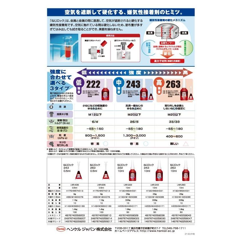 LOCTITEロックタイト ねじロック 243 中強度タイプ 10ml - 金属製ねじのゆるみ止め及びシール、中強度の汎用のねじゆるみ止め用接着剤 : xsh172698197899194 ...