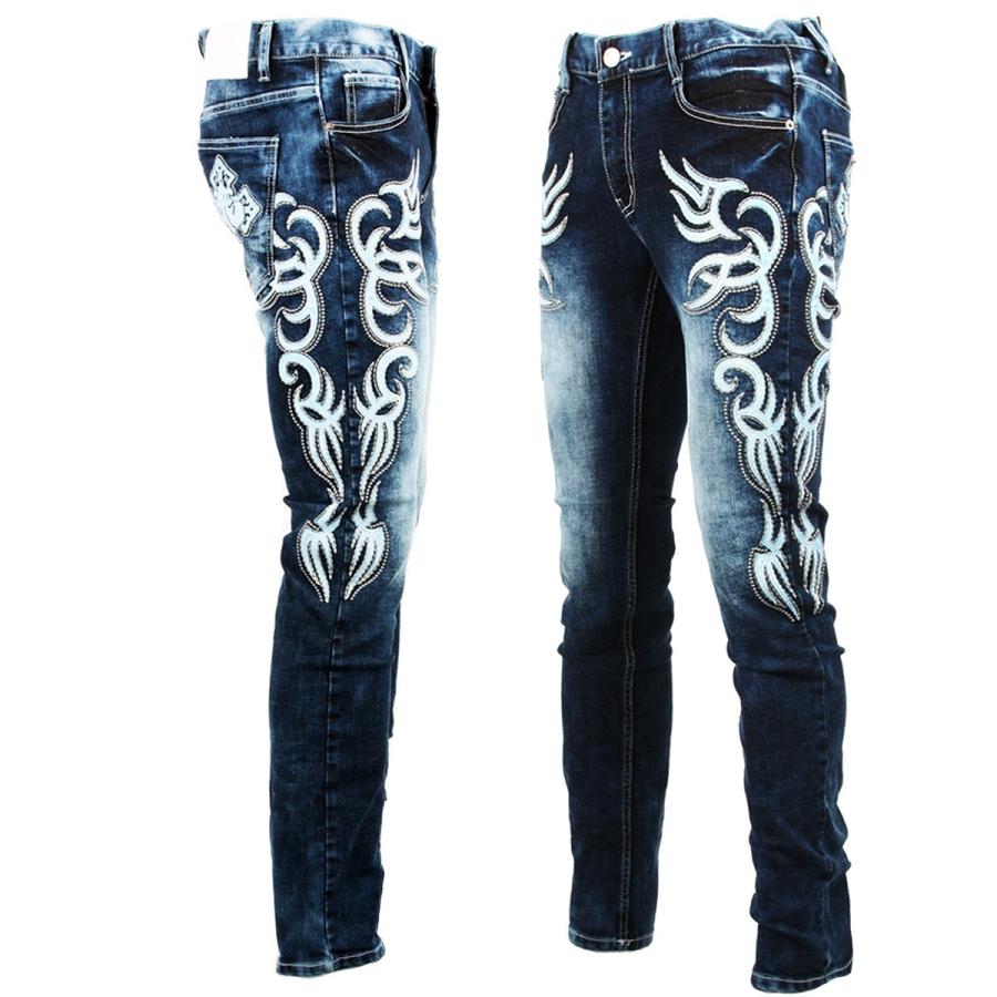 クラウド72(CLOUD72) メンズジーンズ #720 デニム ストレッチデニム クロス 刺繍 ワッペン 高級感 safari UOMO 3006mb004 : BLACK REBEL ...