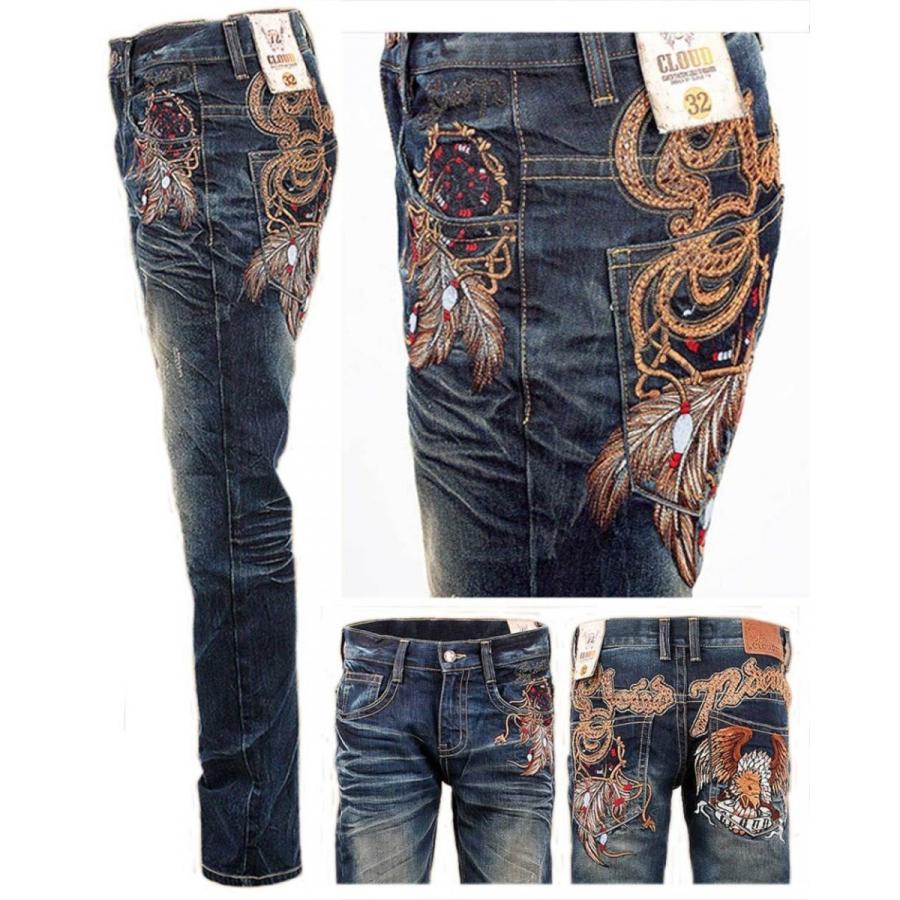 ストレッチ デニム インポート クラウド72 CLOUD72 #633 A品 テーパード 大きいサイズ ワシ イーグル バイカー 刺繍 高級感 safari 3505mb001 : BLACK ...