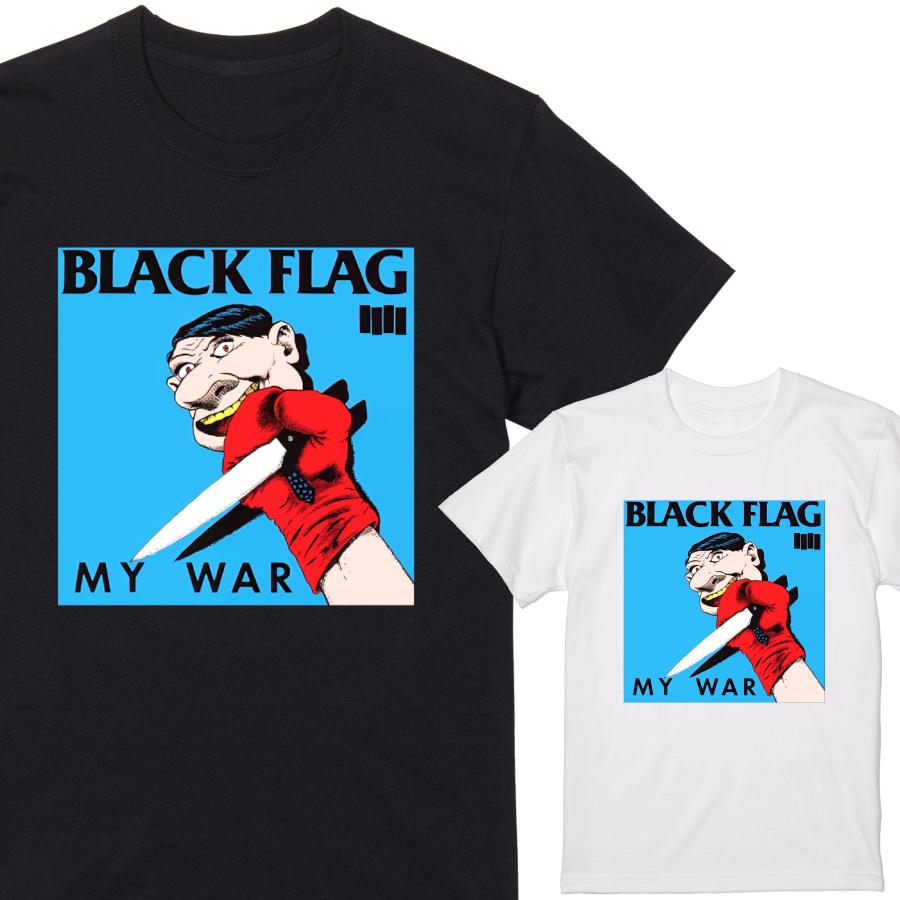 BLACKFLAG MYWAR ブラック・フラッグ Tシャツ 半袖 黒 90年代 ロック パンク バンド ビンテージ プリント ストリート 厚め しっかり ゆったり 大きめ : BLACK ...