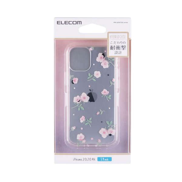 ELECOM iPhone 12 mini ハイブリッド ケース フラワーローズ柄 軽くて丈夫なPCと弾力性のあるTPU 四つ角にエアクッション ワイヤレス充電 PM-A20ATSGF03 ...