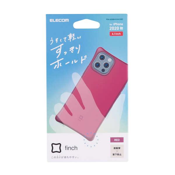 ELECOM iPhone 12 iPhone 12 Pro ハイブリッド ケース finch すっきりホールド レッド ケース四隅カドが手にフィットして持ちやすくうすくて軽い PM ...