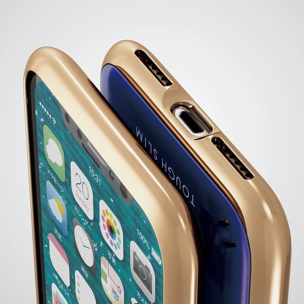 ELECOM iPhone X XS TOUGH SLIM サイドメッキ ブルー 全周に配置した独自設計のエアクッションが効率的に衝撃を吸収 PM-A18BTSGMBU : ブランクメディア ...
