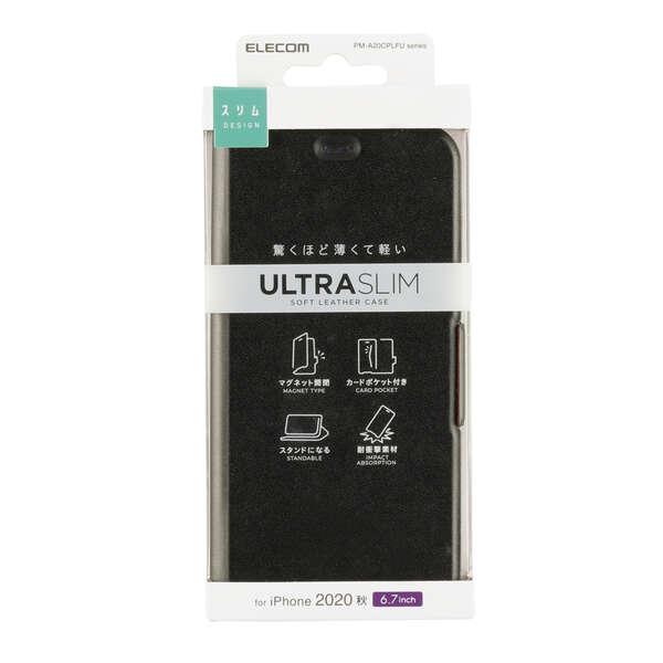 ELECOM iPhone 12 Pro Max レザーケース UltraSlim 磁石付き 手帳型 ブラック 薄型・超軽量なウルトラスリムタイプ PM-A20CPLFUBK : ブランク ...