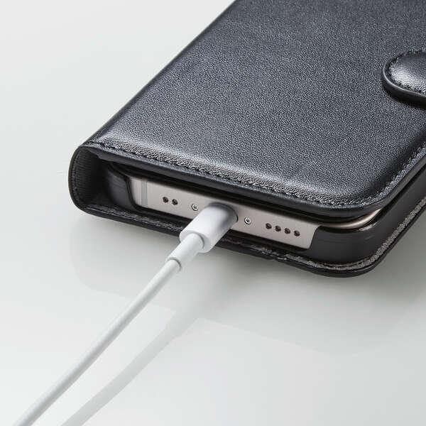 ELECOM iPhone 12 mini レザー ケース UltraSlim 磁石付き ステッチ 抗菌 手帳型 ブラック PM-A20APLFUPVBK : ブランクメディア - 通販 ...