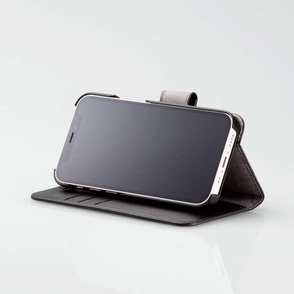 ELECOM iPhone 12 mini レザー ケース UltraSlim 磁石付き ステッチ 抗菌 手帳型 ブラック PM-A20APLFUPVBK : ブランクメディア - 通販 ...