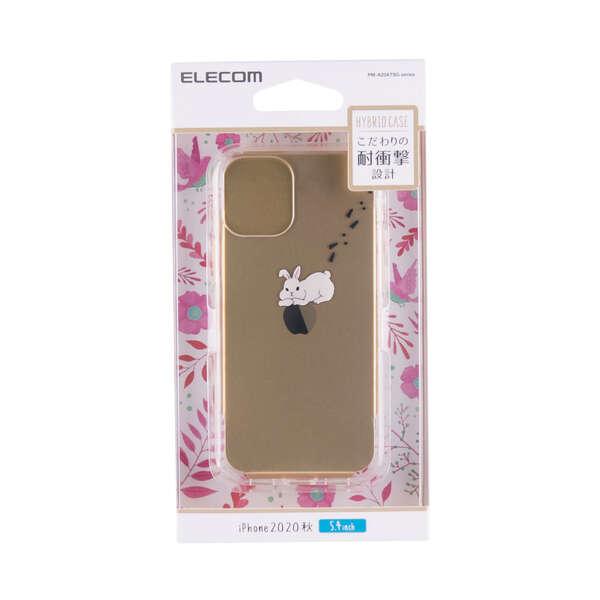 CELL(ELECOM) ELECOM iPhone 12 mini ハイブリッド ケース 白兎 うさぎ シロウサギ柄 四つ角にエアクッションを設置し効率的に衝撃を吸収 ワイヤレス充電対応 ...
