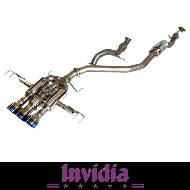 +BS INVIDIA シビック タイプR FL5 K20C 2.0L 2022年~ エキゾースト マフラー T304 チタンブルーチップ3本 ...