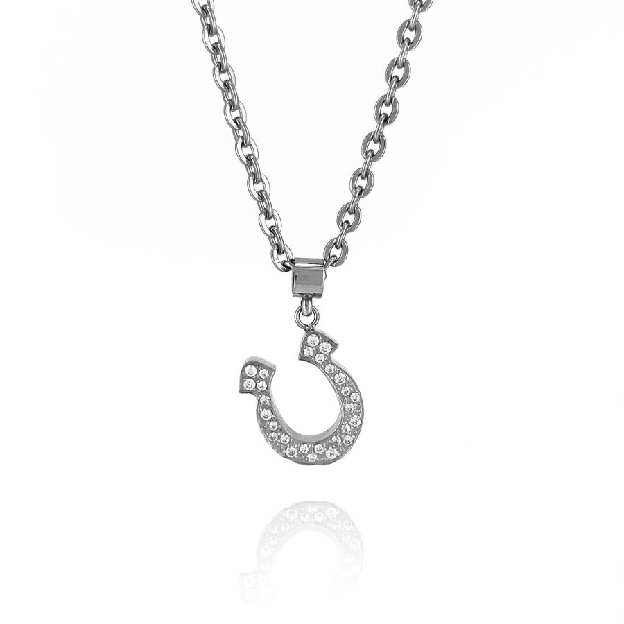 ホースシューネックレス ペンダント アクセサリー ジュエリー ジルコニア メンズ レディース ステンレス シルバー シンプル ユニセックス ペア プレゼント : BLESSヤフーショッピング店 ...