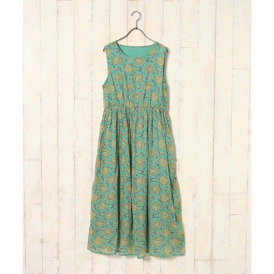 Bleu Bleuet ワンピース レディース ロング ノースリーブ インド綿 エスニック アジアン 柄 おしゃれ コットン ポケット プレゼント 袖なし総柄ワンピース25NO3 : ブルーブ ...