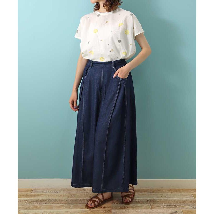 Bleu Bleuet セール Tシャツ レディース カットソー 半袖 涼しい 花 レモン 総柄 インド綿 おしゃれ 夏 コーデ ギフト プレゼント 総刺繍Tシャツ : ブルーブルーエ ...