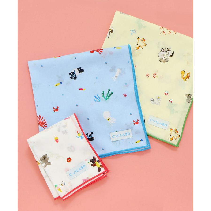 Bleu Bleuet CYILABO チイラボ グッズ ハンカチ レディース 大判 バンダナ 綿 コットン 吸水 おしゃれ 動物 アニマル ギフト お配り ばらまき CYILABO大判 ...