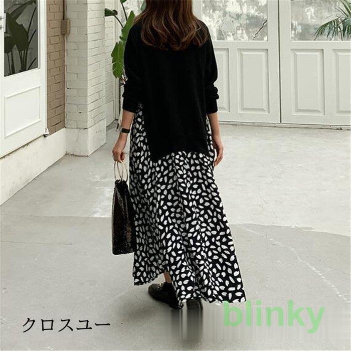 ワンピース 春 ロングワンピース レディース 40代 ロングワンピース 春 秋 長袖 切り替え きれいめ フレア オシャレ 通勤 お出かけ 体型カバー 大人 30代 50代 : beone ...