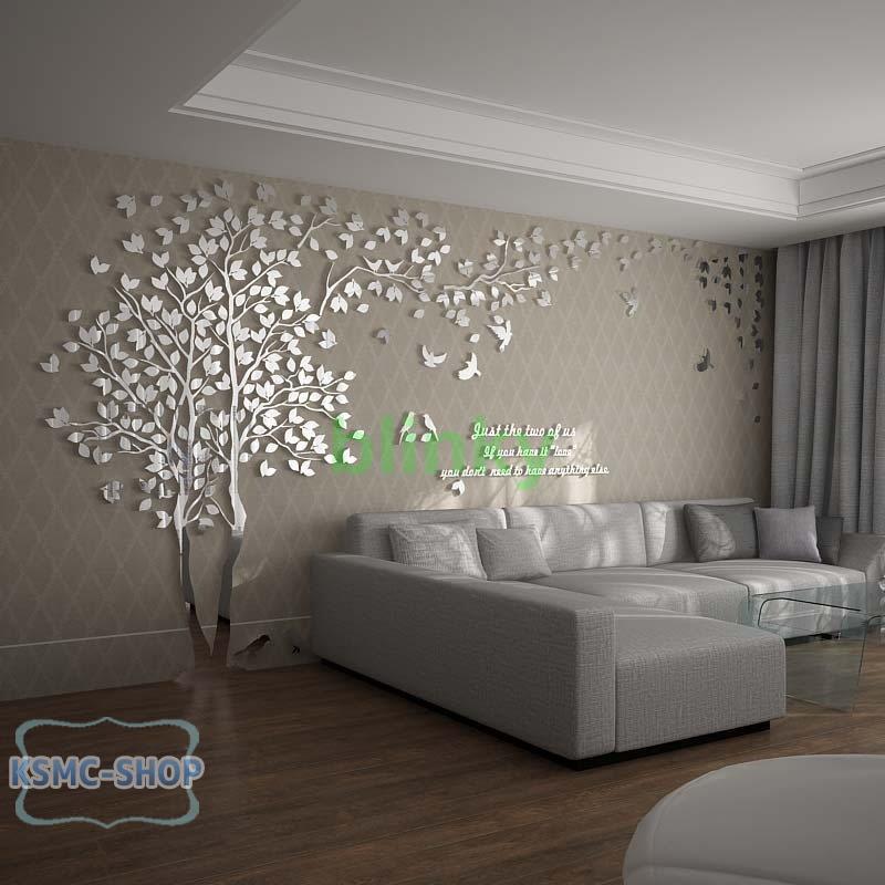 ウォールステッカー 3D 木 木の葉 鏡面 diy アクリル壁紙 飾り はがせる 装飾 シール 壁 ホーム リビングルーム ベッドルーム インテリア 400cm*200cm :ksmc ...