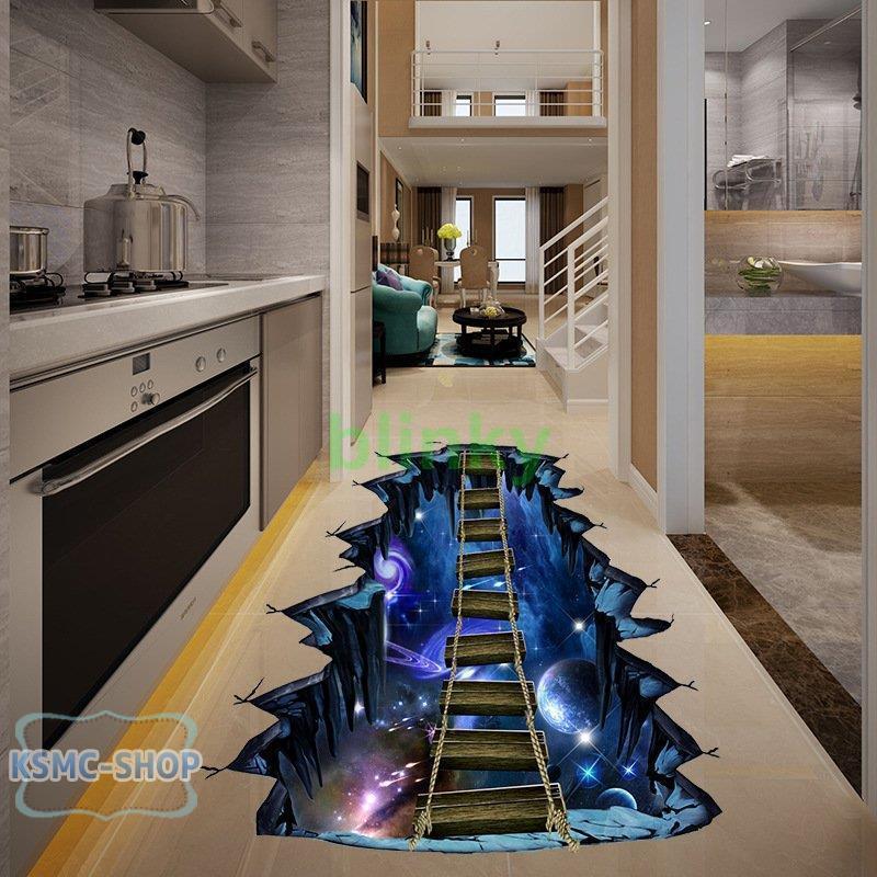 3D ウォールステッカー 壁紙 シール 貼ってはがせる 壁装飾 おしゃれ 防水 クリエイティブ装飾 リビングルーム 寝室 ホーム 2枚セット つり橋 :ksmc-kabegami53:ブリン ...