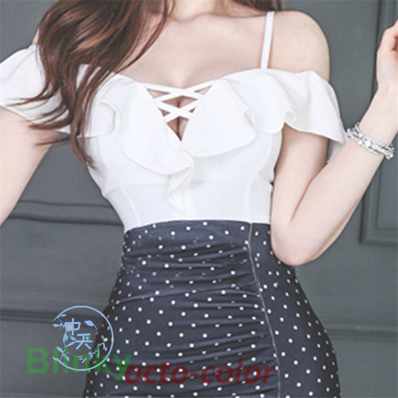 タイトワンピース ワンピースレディース夏 韓国風 ミニワンピース キャバドレス 切り替えワンピース ドット柄 肩出し フェミニン お呼ばれ 飲み会 大人 : ブリンキー - 通販 ...