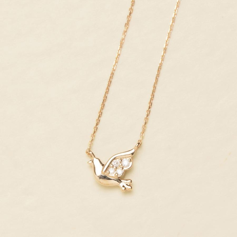 BLOOM ブルーム ネックレス レディース 10金 K10 ハト 鳥 アニマル ダイヤモンド 4月誕生石 イエローゴールド ジュエリー ...