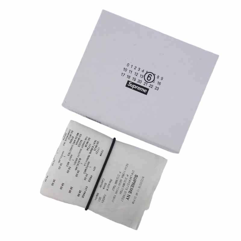 シュプリーム/SUPREME MM6 24SS Receipt Wallet レシートデザインレザー財布 ホワイト/ブラック サイズ ...