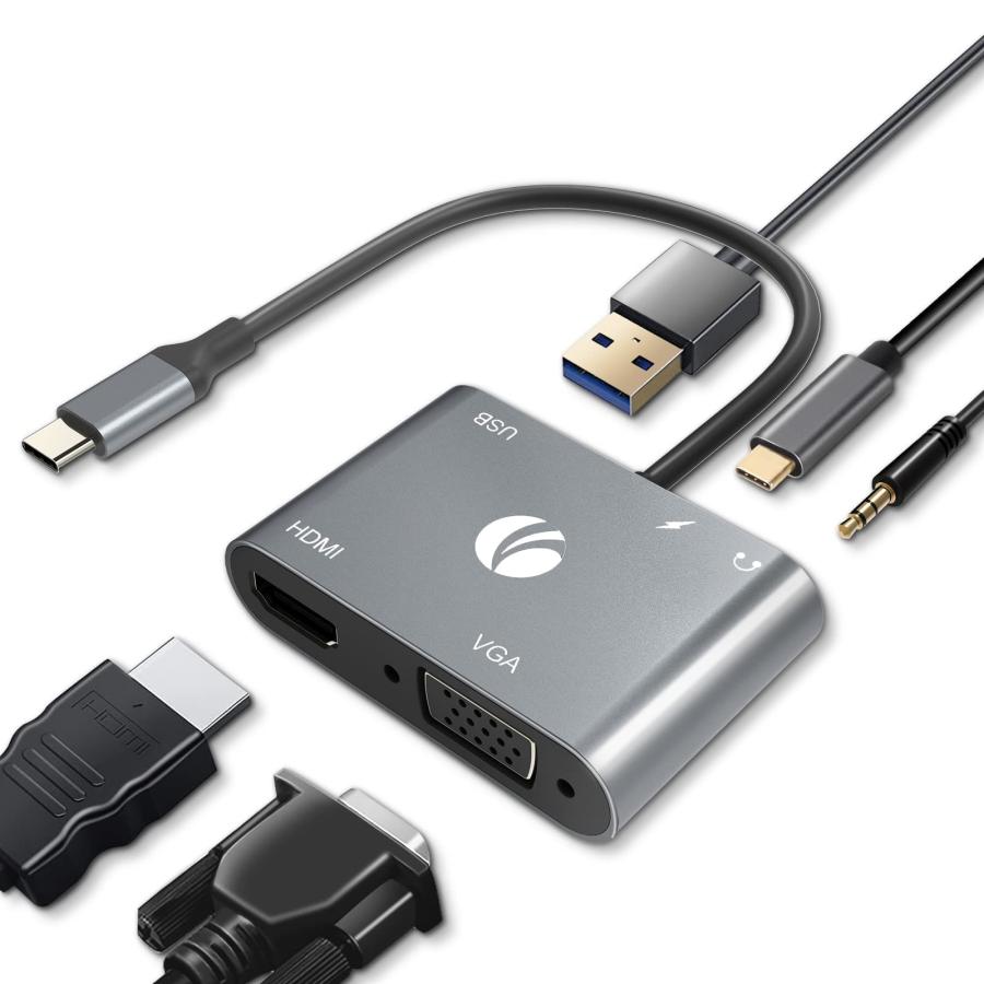 VCOM 【最新】5-in-1 USB Type c HDMI VGA アダプタ HDMI出力ポートVGA USB-C ハブ ドッキングステーション : BLSグループ - 通販 ...
