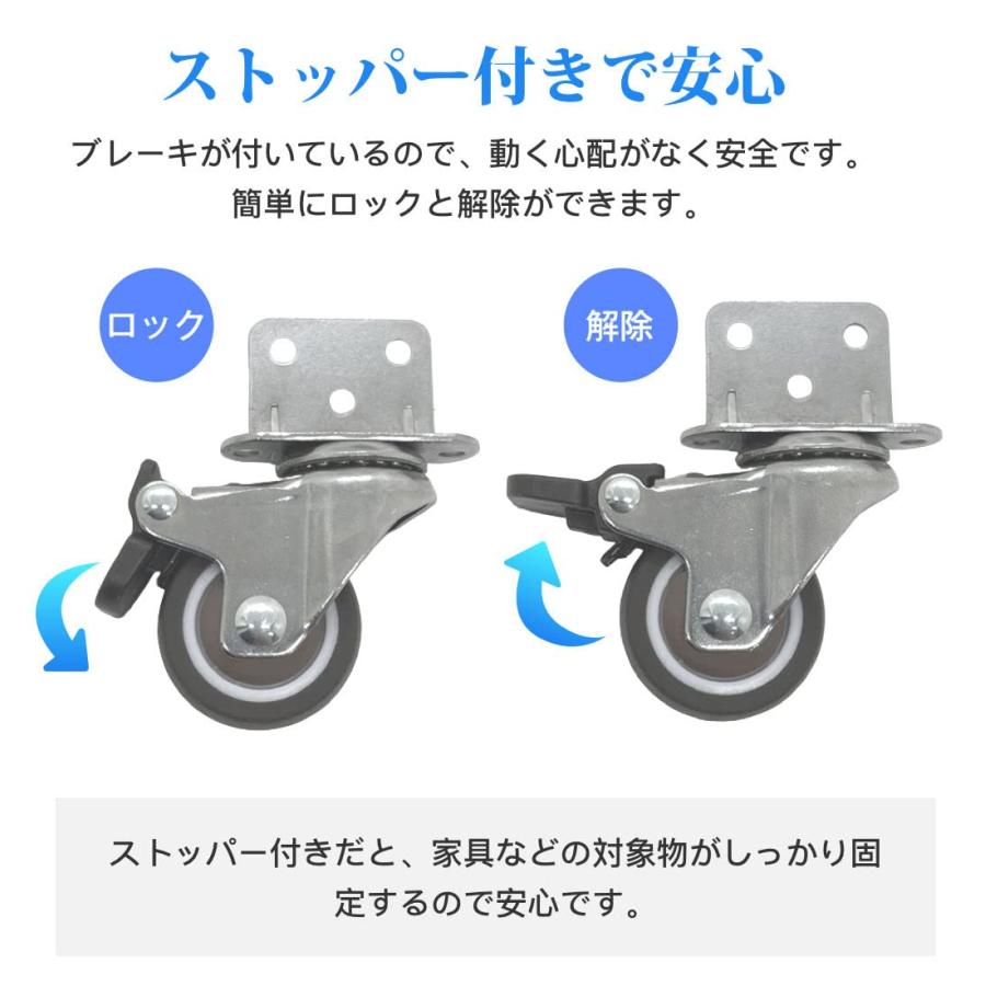 L型 キャスター 4個セット L型プレート ブレーキ付き 1.5インチ 耐荷重 84kg 自在車 ネジ付き 静音 360度回転 ゴム車輪 : BLSグループ - 通販 - Yahoo!ショッピング