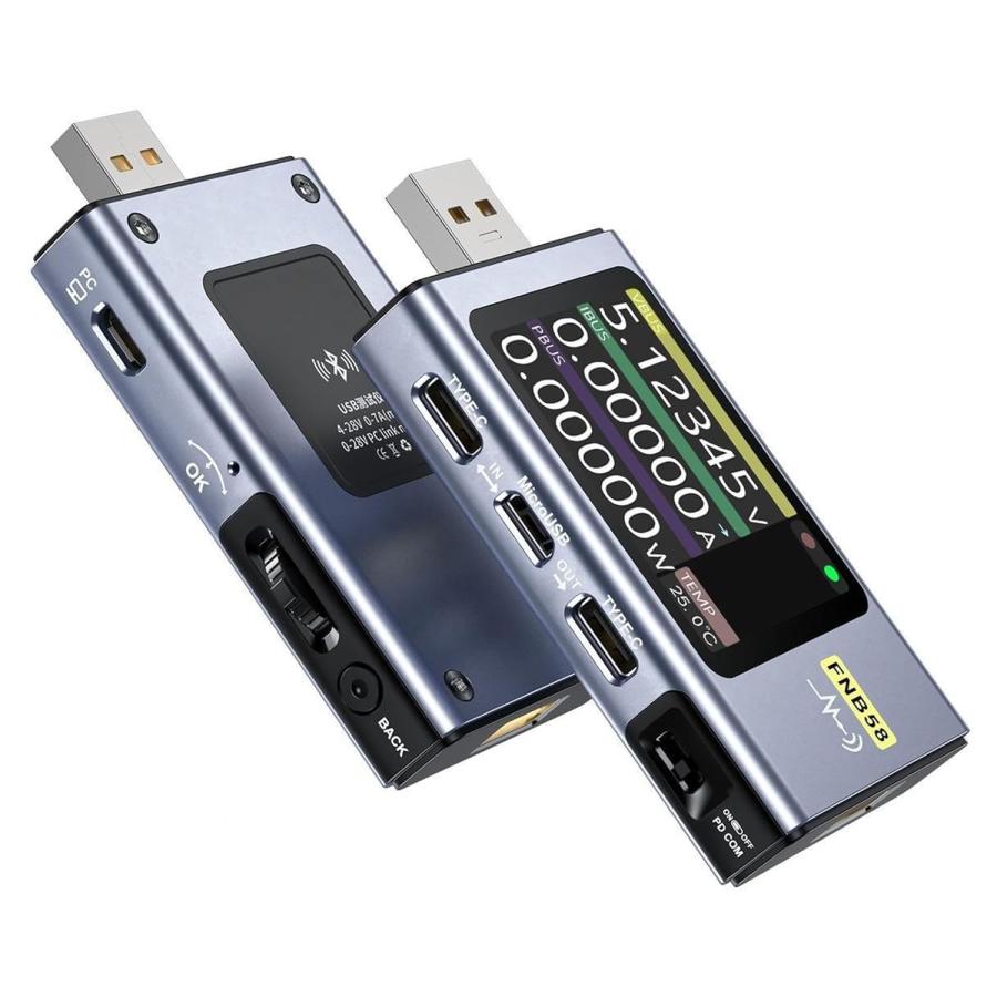 FNIRSI フェニルス FNB-58 USBテスター 急速充電プロトコル対応 高精度 電力測定 : BLUE CENTURY - 通販 ...