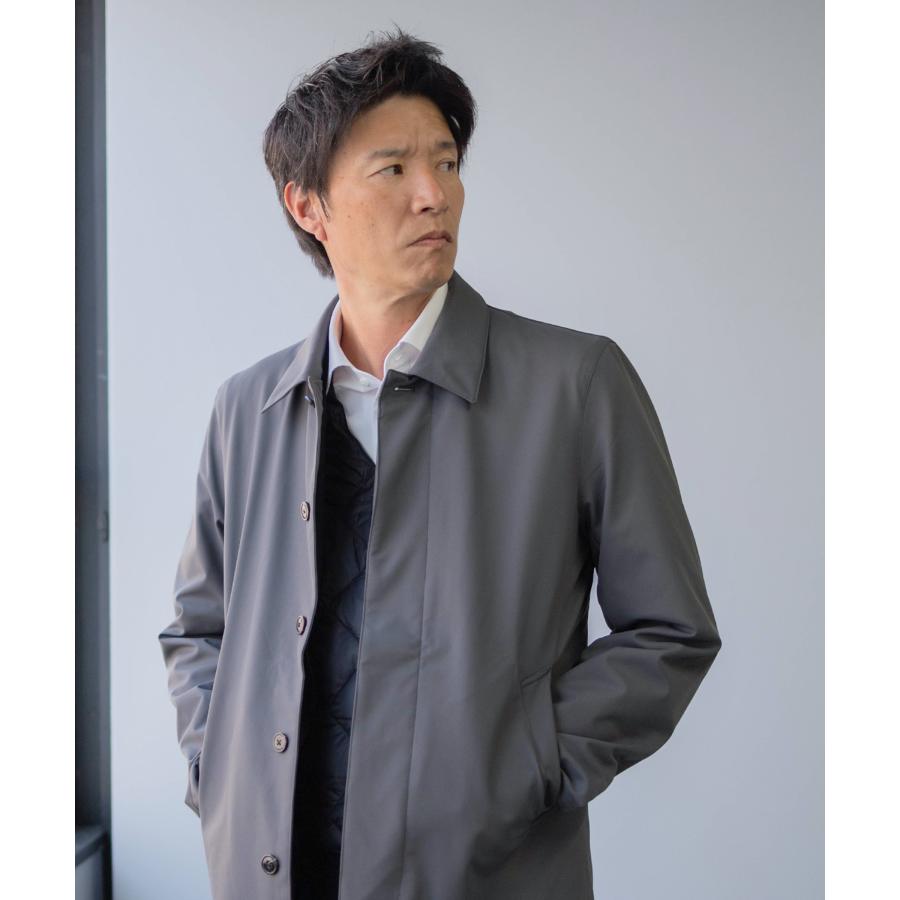 AWC ステンカラーコート メンズ ビジネス 撥水 防風 あったか 裏フリース ビジネスコート カジュアルコート 通勤 通学 20代 30代 40代 バルカラー : Blue Frost ...