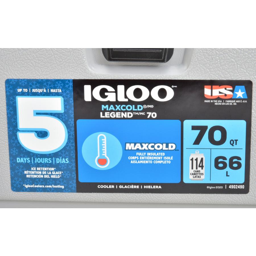 igloo [イグルー] 大型 クーラーボックス 66L MAXCOLD 70 マックスコールド70 00050239 / アッシュグレー : Blue Sports Yahoo!店 - 通販 ...