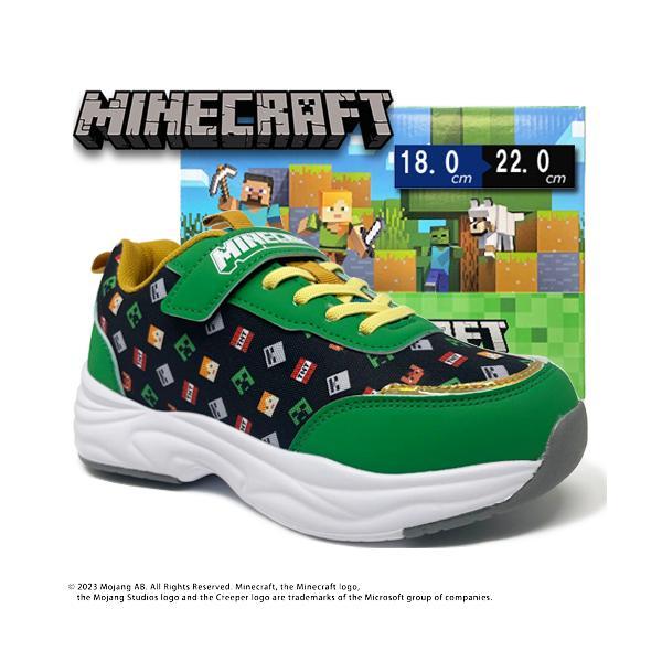 マインクラフト キッズ 総柄 スニーカー グリーン 1X3M48H マイクラ グッズ シューズ アウトドア くつ 靴 キャラクター 運動靴 ...