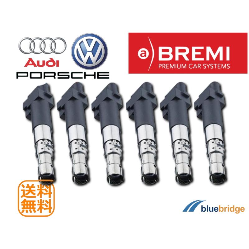 6本セット BREMI 新品 VW ゴルフ4 ゴルフ5 R32 イオス 3.2L イグニッションコイル 022905100B ...