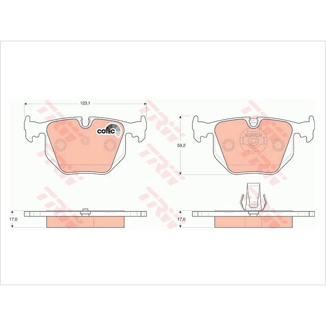 GDB1530：BMW リアブレーキパッド TRW 新品 X3 E83 PC25 PA25 PA30 X5 E53 FB44N ...