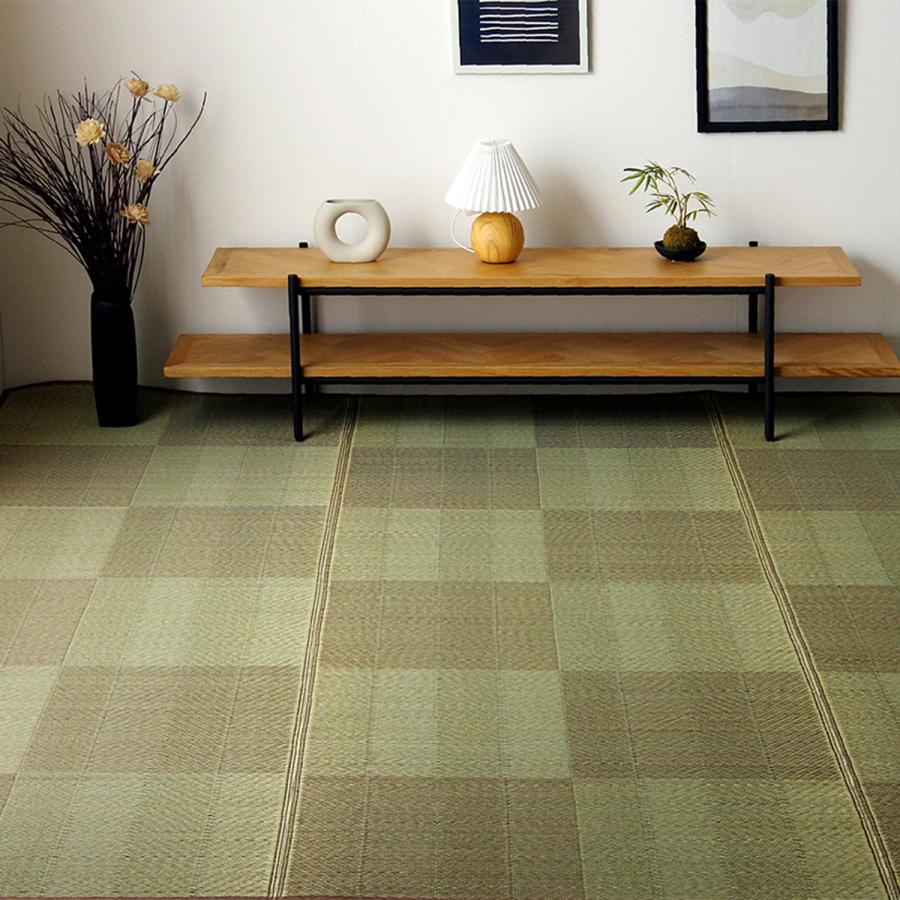 イケヒコ い草 ラグ カーペット ルネ ブラウン 約286×382cm 本間6畳 花ござ 格子柄 ナチュラル シンプル 和室 上敷き カバー #435 : s-4550317606311 ...