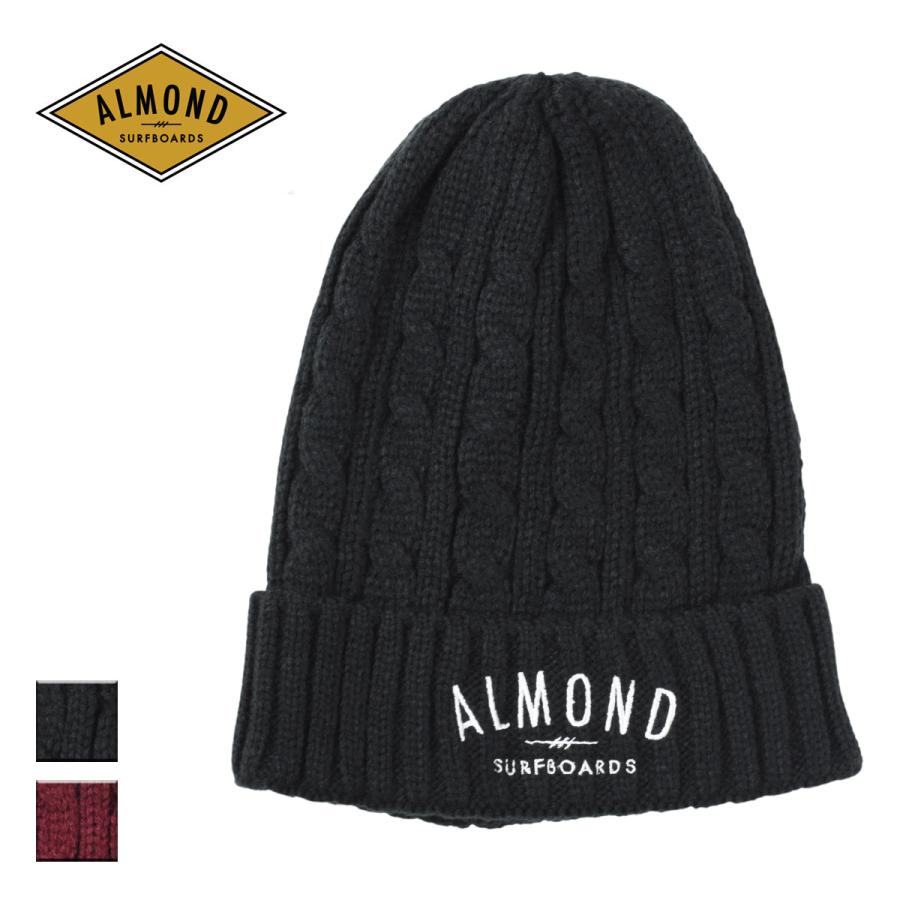 ALMOND（ファッション） アーモンド ニット帽 メンズ レディース ブランド おしゃれ ニットキャップ 帽子 刺繍 刺繍ロゴ ロゴ 秋冬 秋 冬 サーフ 黒 ワインレッド ...