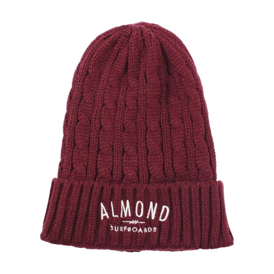 ALMOND（ファッション） アーモンド ニット帽 メンズ レディース ブランド おしゃれ ニットキャップ 帽子 刺繍 刺繍ロゴ ロゴ 秋冬 秋 冬 サーフ 黒 ワインレッド ...
