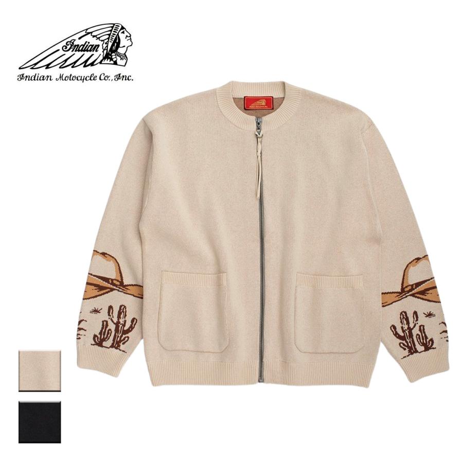 INDIAN（インディアン） インディアンモトサイクル ニット ブランド おしゃれ メンズ レディース ジップアップジャケット ニットジャケット アウター 馬 馬柄 : Blueism ...
