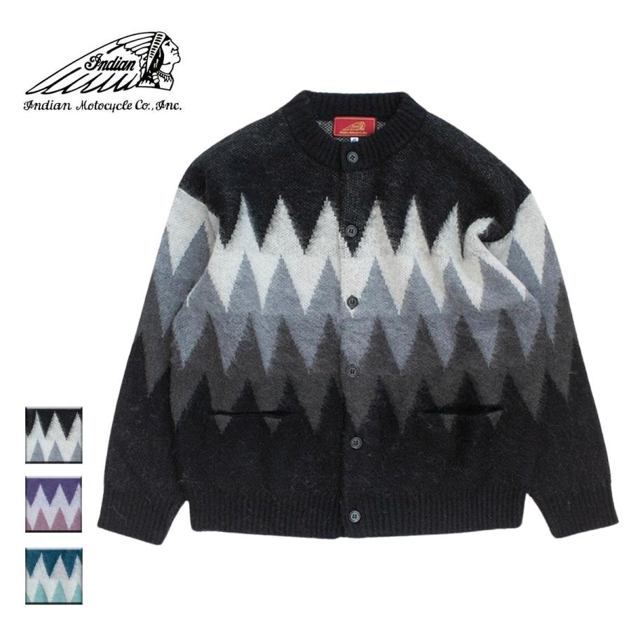 INDIAN インディアン インディアンモトサイクル カーディガン ブランド おしゃれ メンズ レディース モヘアジャケット モヘア 起毛 グラデーション 黒 紫 : Blueism - 通販 ...