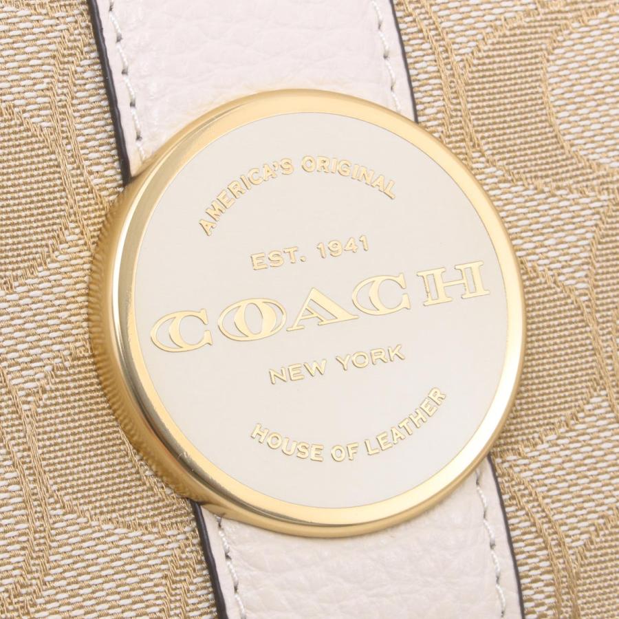 COACH コーチ 二つ折り財布（札入れ） 財布 レディース シグネチャー ジャガード生地 ライトカーキベージュ&チョークホワイト C8323 ...